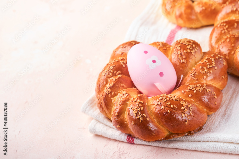 Spanish Easter cake. Traditional mona de pascua typical in Spain with ...