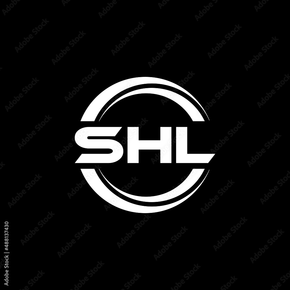Vetor do Stock: SHL letter logo design with black background in ...
