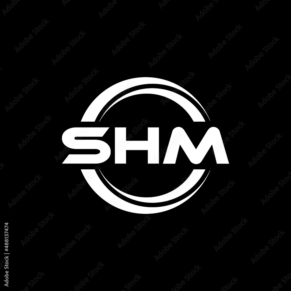 SHM letter logo design with black background in illustrator, vector ...