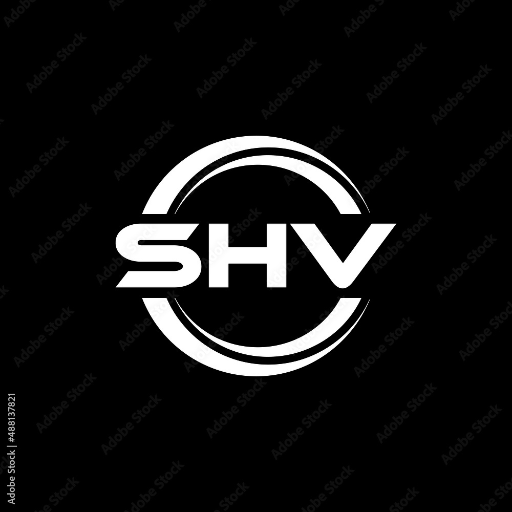 SHV letter logo design with black background in illustrator, vector ...