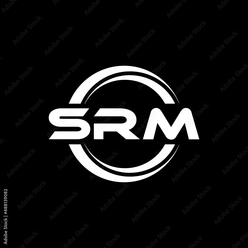 SRM letter logo design with black background in illustrator, vector ...