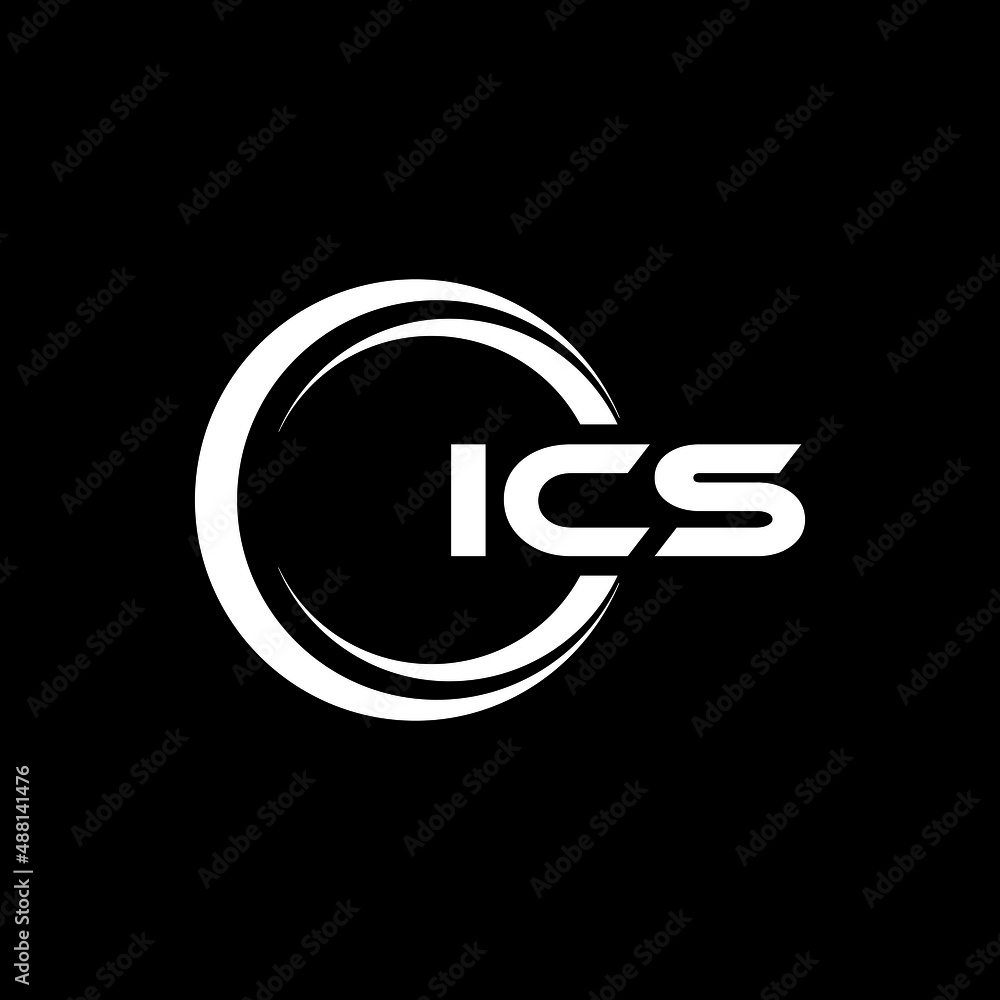 ICS letter logo design with black background in illustrator, vector ...