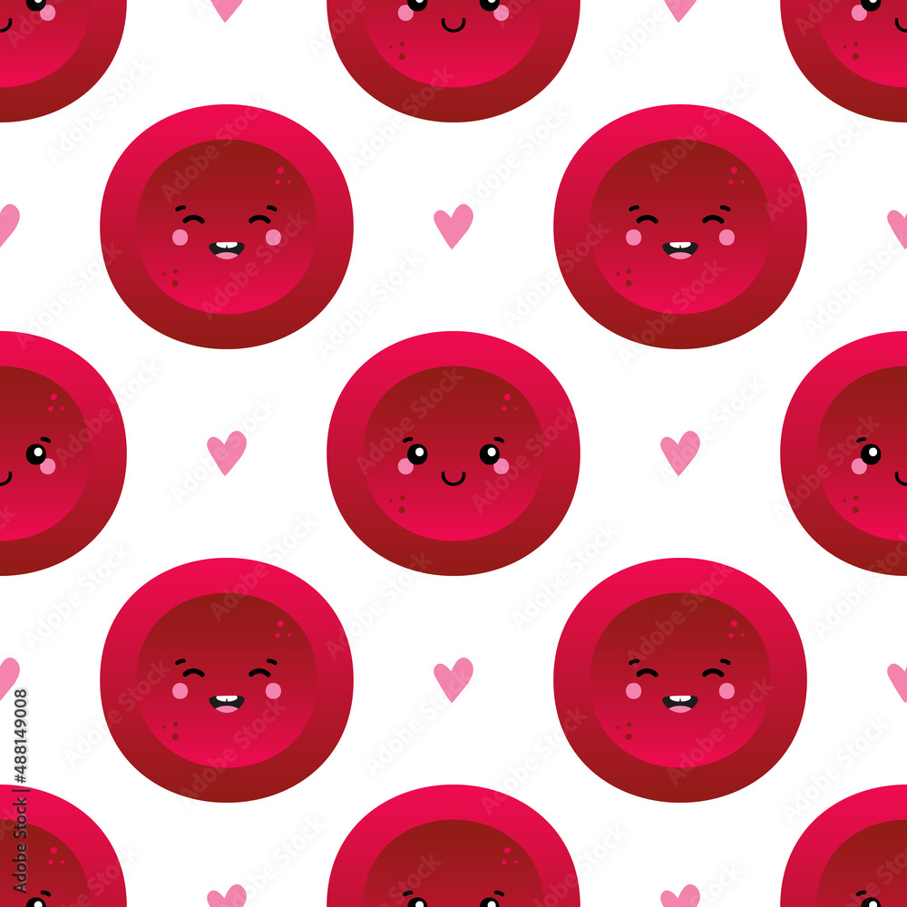 Cute red blood cells, erythrocytes characters and hearts vector ...