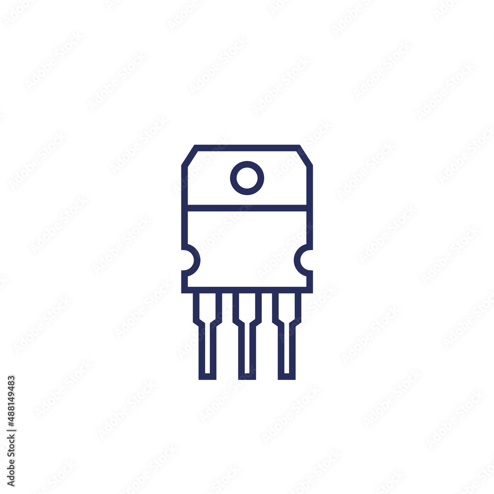 transistor, semiconductor line icon on white Stock Vector | Adobe Stock