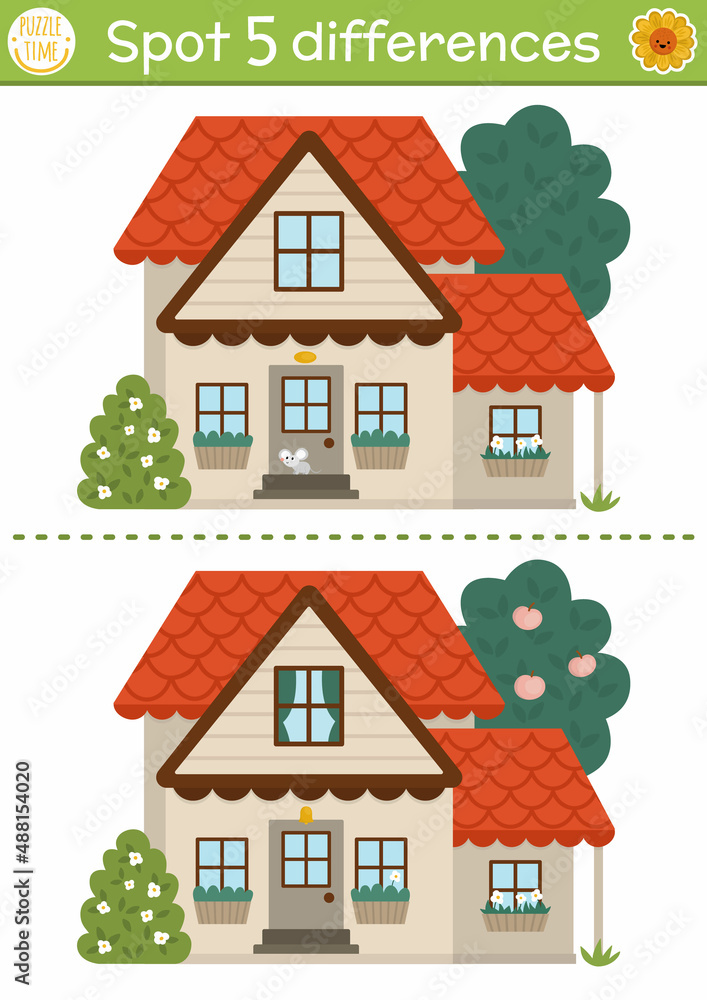 Find differences game for children. On the farm educational activity ...