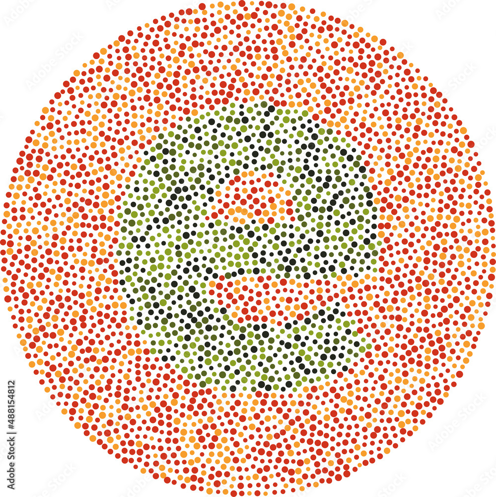 Lowercase letter e red and green color blindness test card Stock Vector ...