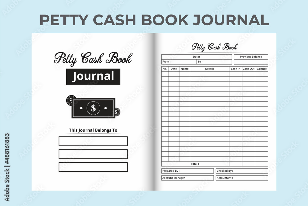 Petty cash book template KDP interior. Cash in and cash out tracker ...