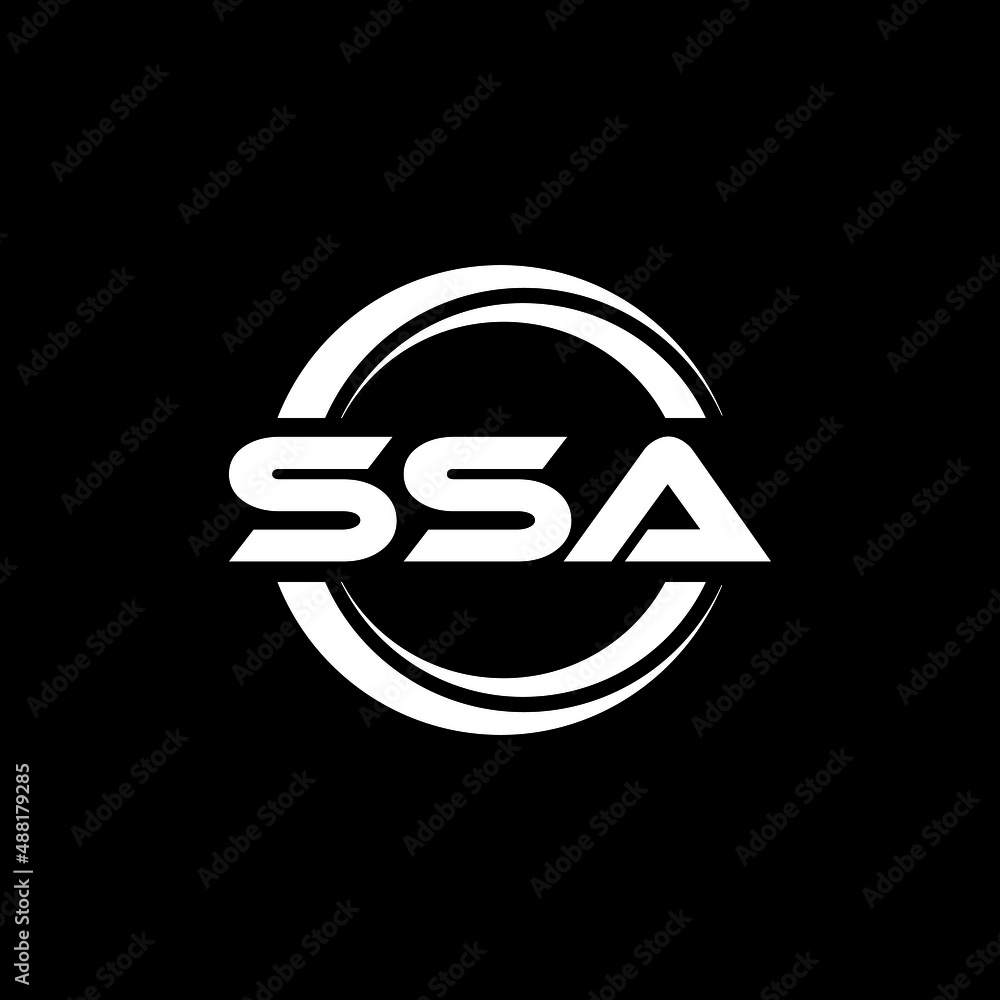SSA letter logo design with black background in illustrator, vector ...