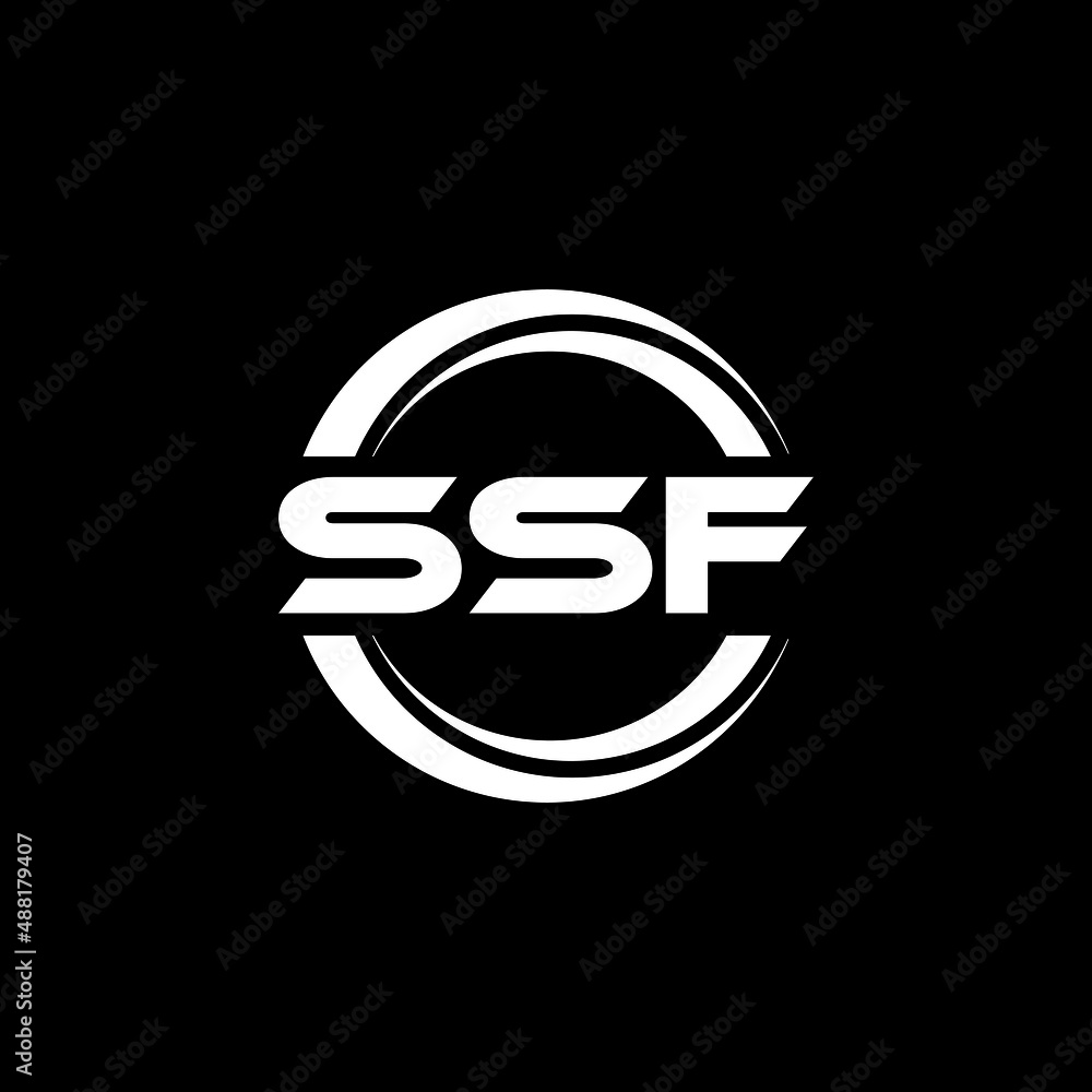 SSF letter logo design with black background in illustrator, vector ...
