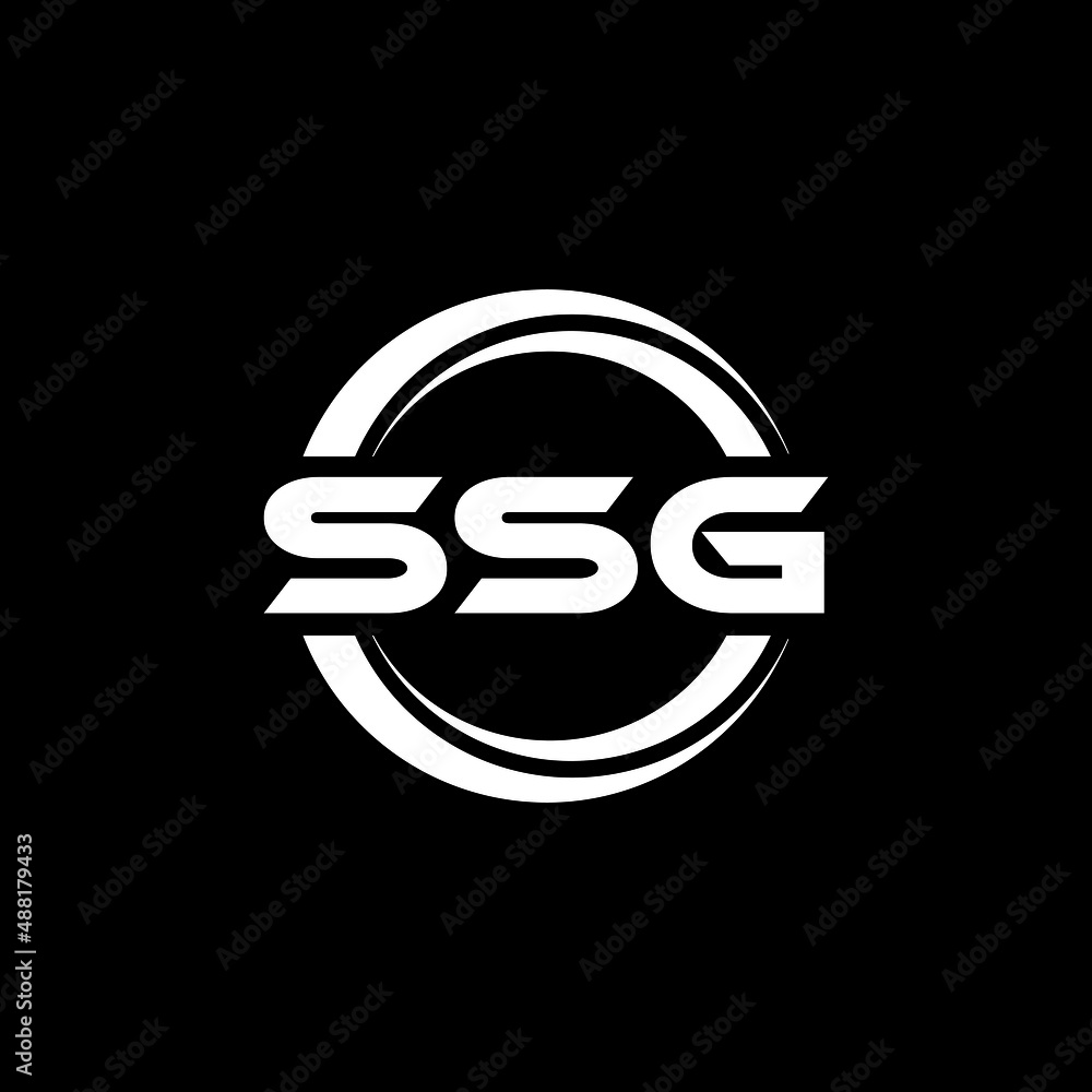 SSG letter logo design with black background in illustrator, vector ...