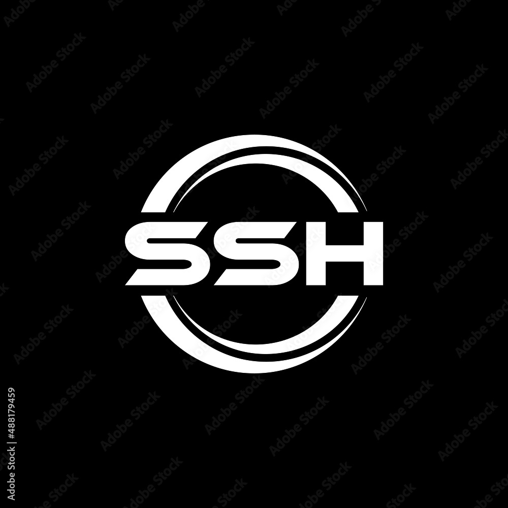 SSH letter logo design with black background in illustrator, vector ...