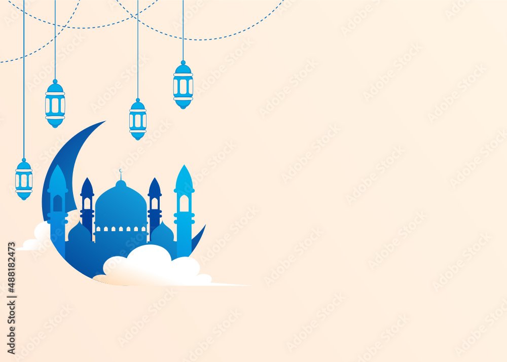 background design with ramadan theme, with illustrations of mosques ...