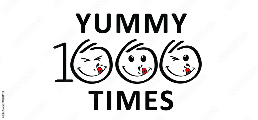 Cartoon, comic yummy, delicious or tasty. smile and tongue or lick ...