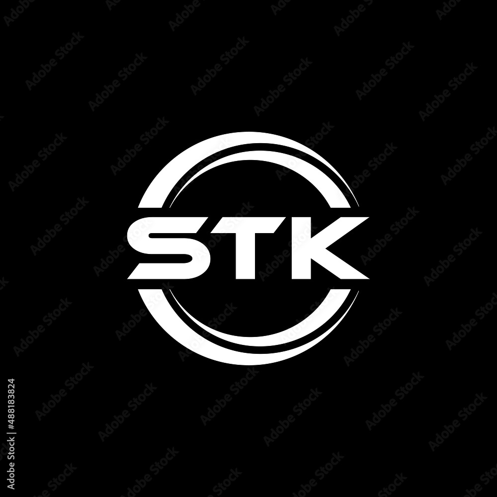 STK letter logo design with black background in illustrator, vector ...