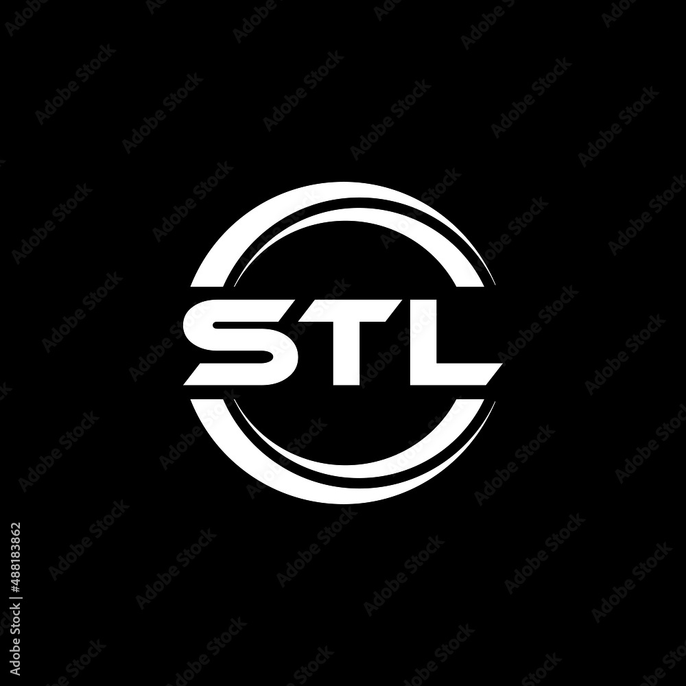 Vecteur Stock STL letter logo design with black background in ...
