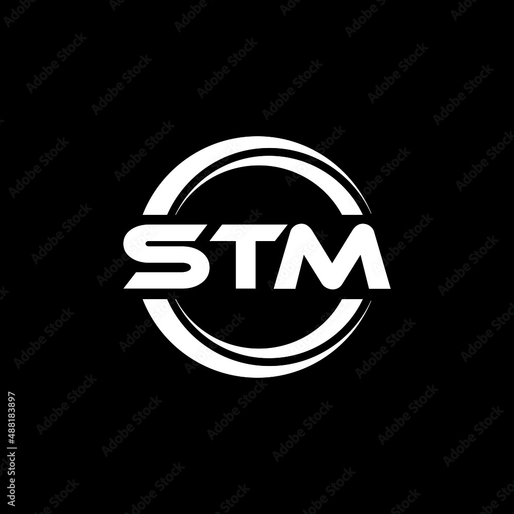 Vecteur Stock STM letter logo design with black background in ...