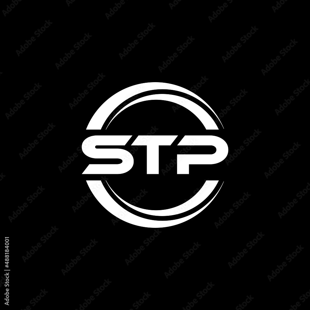 STP letter logo design with black background in illustrator, vector ...