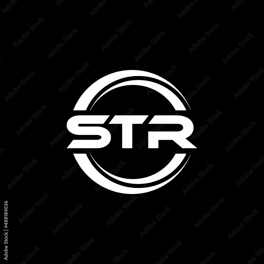 STR letter logo design with black background in illustrator, vector ...