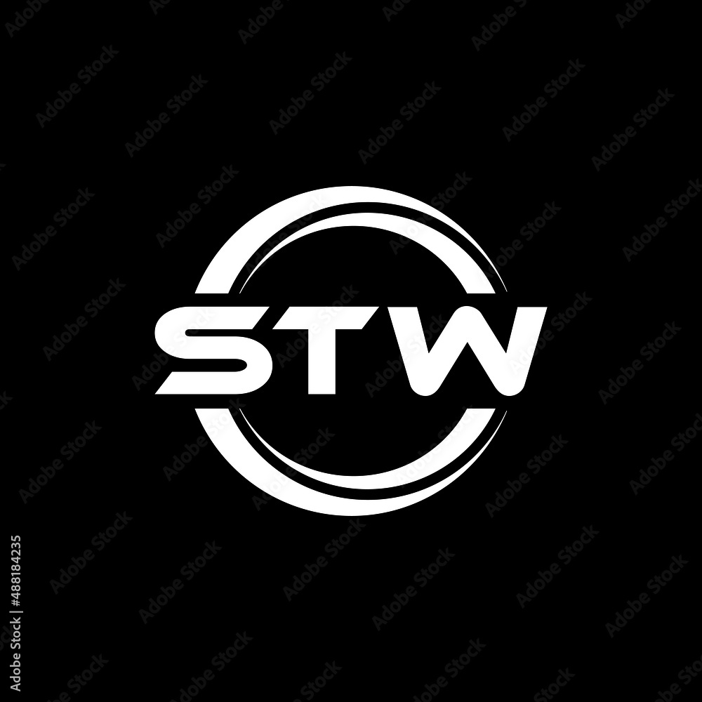 STW letter logo design with black background in illustrator, vector ...