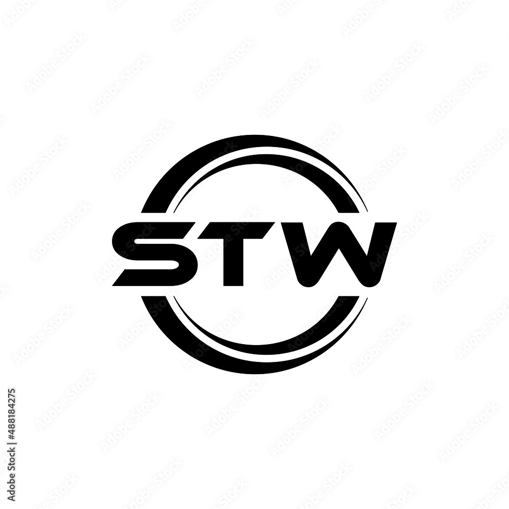 STW letter logo design with white background in illustrator, vector ...
