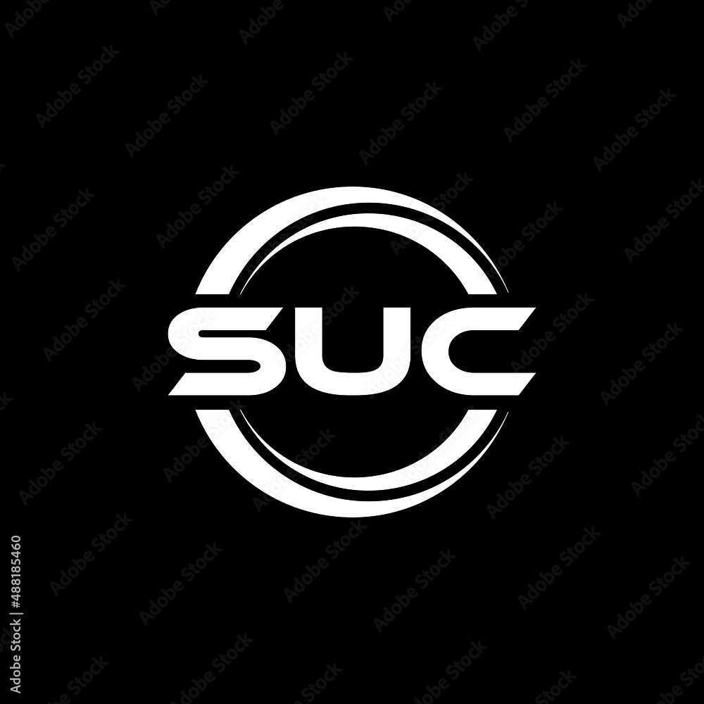 SUC letter logo design with black background in illustrator, vector ...