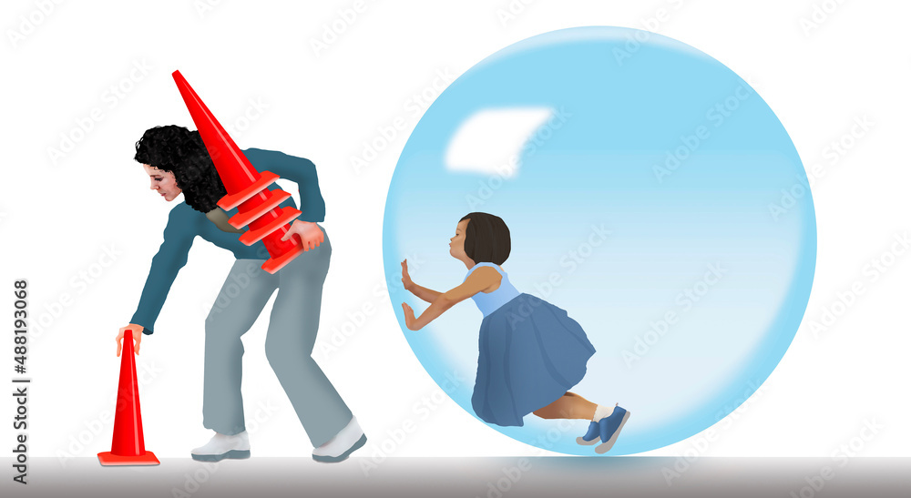 An overprotective mom puts down traffic cones to protect her daughter ...