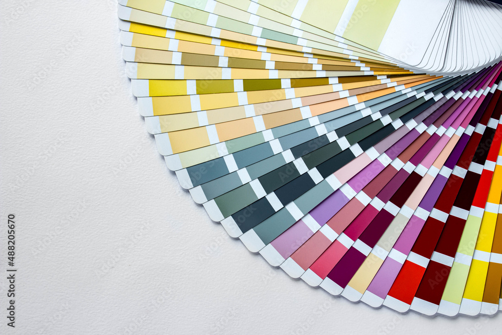 Color guide displaying a range of hues for use in interior design and ...