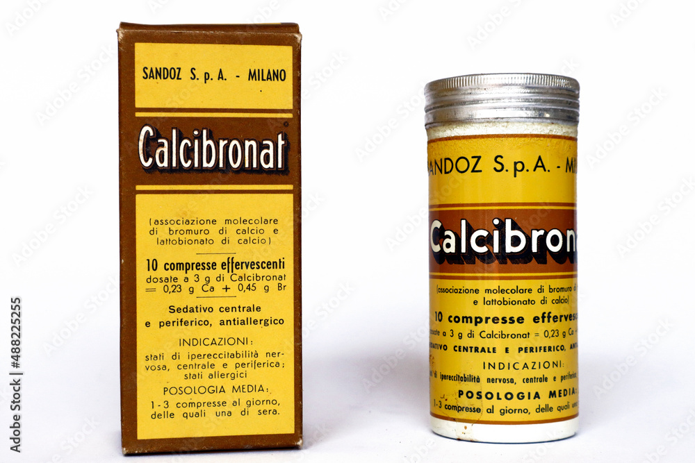 Vintage 1950s CALCIBRONAT SANDOZ medicine for the sedation of nervous ...