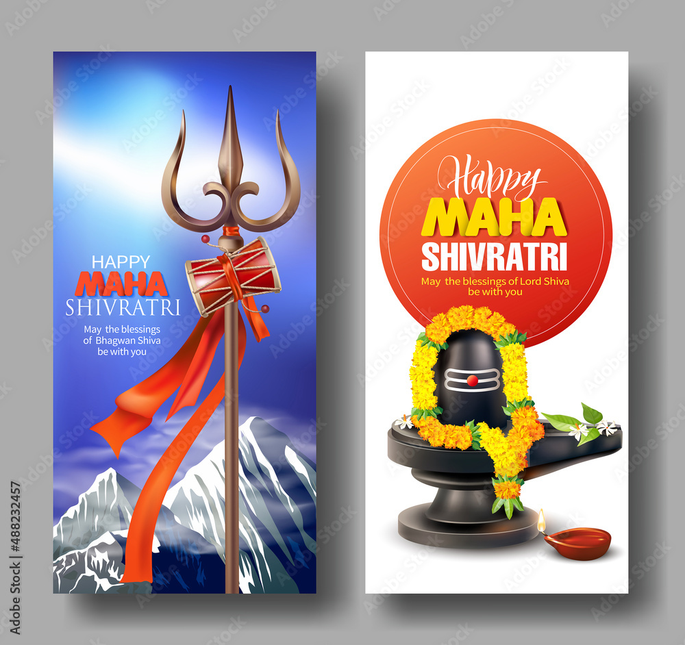 Vertical banners for Maha Shivratri, a Hindu festival celebrated of ...