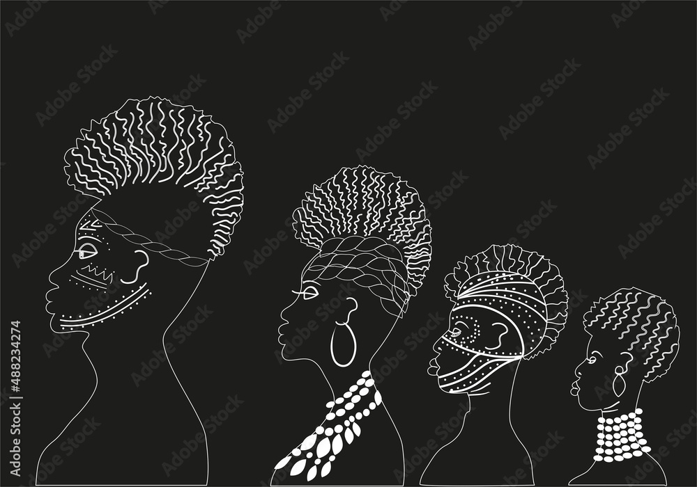 African family handmade brush. White on black. Face painting, symbols ...