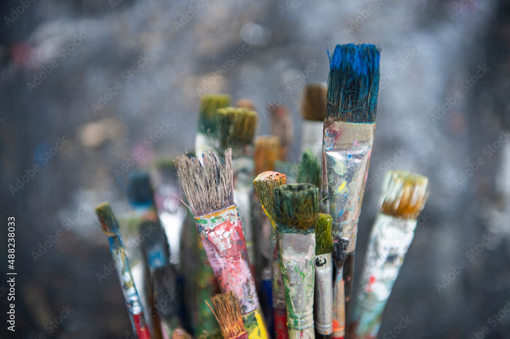 Dirty Artist Paint Brush