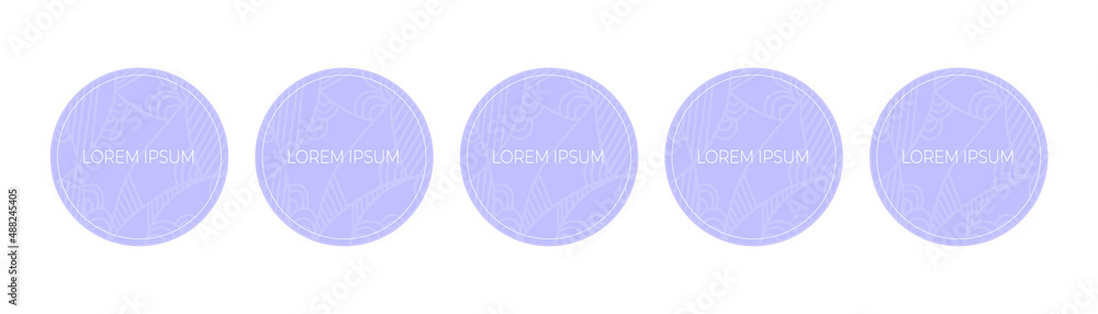 Pastel round labels, templates, stickers, tags. Labels with oriental ...