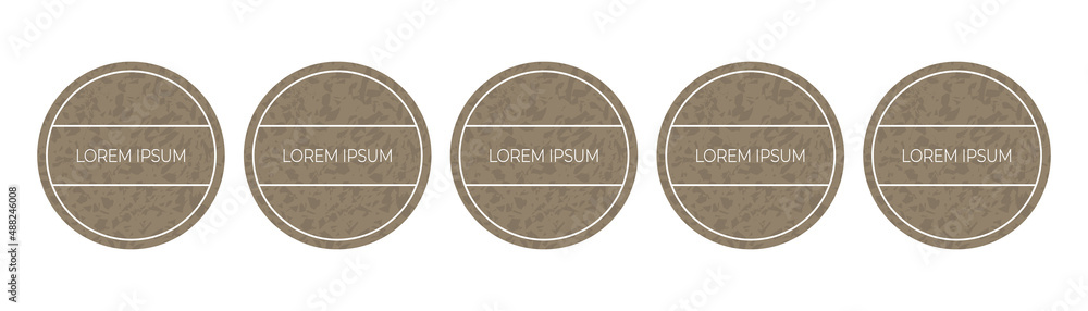 Textured round labels, templates, stickers, tags. Labels in vintage ...