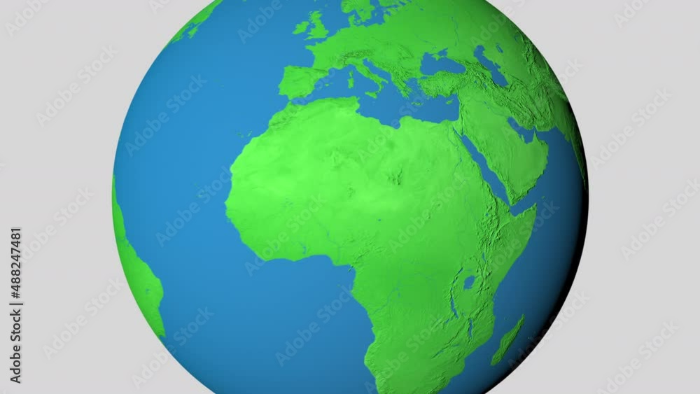 Seamless looping animation of the earth zooming in to the 3d map of ...