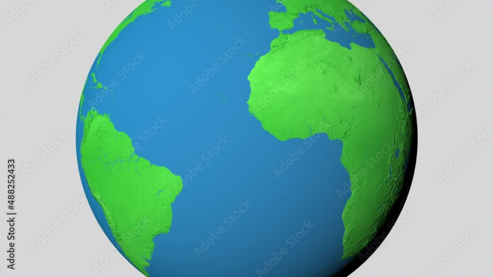 Seamless looping animation of the earth zooming in to the 3d map of ...