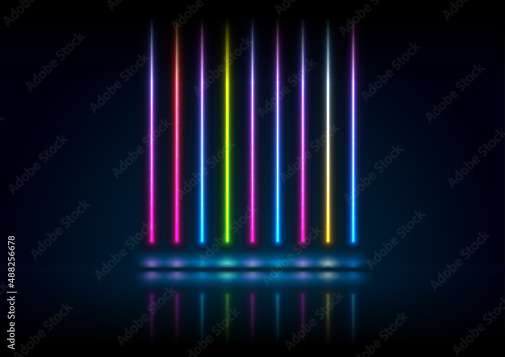 Colorful neon lines abstract technology background. Futuristic glowing ...