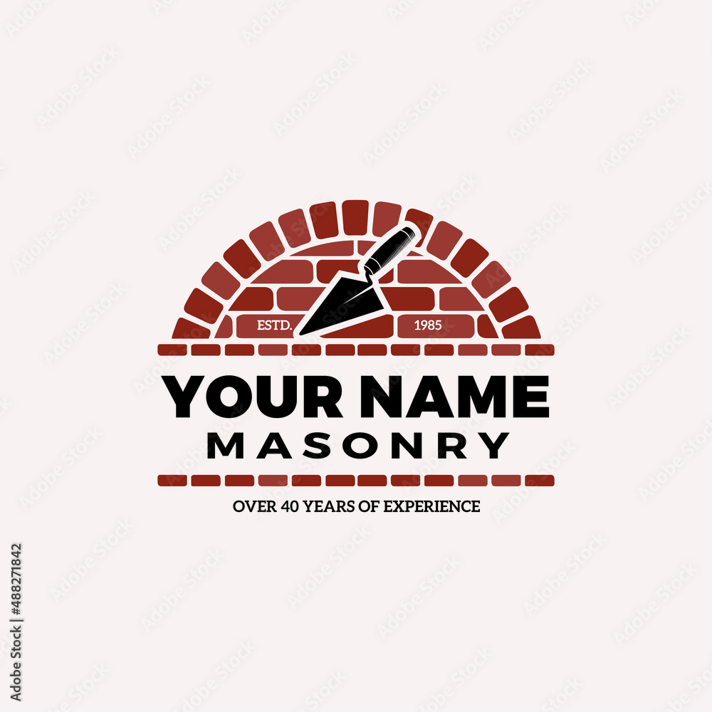 Masonry Half Circle Logo Vector Icon Illustration Stock Vector | Adobe ...