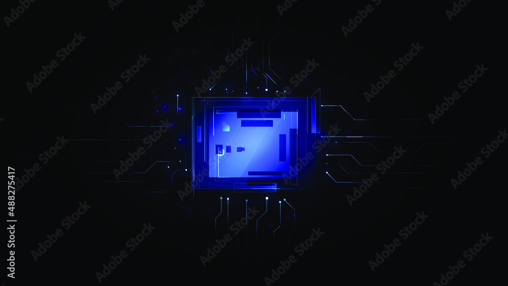 Technology Background And Power Button And Main Board Or Cpu And