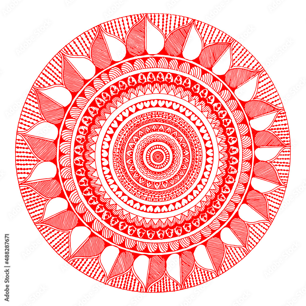 Warli painting with mandala art Stock Vector | Adobe Stock
