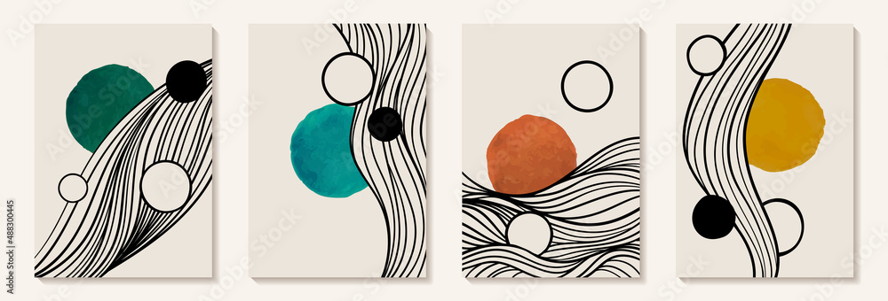 Creative minimalist Abstract art background with watercolor stain ...