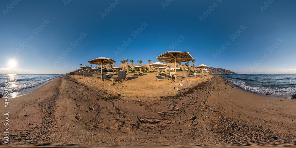 full seamless spherical hdr 360 panorama view on coast of sea with ...