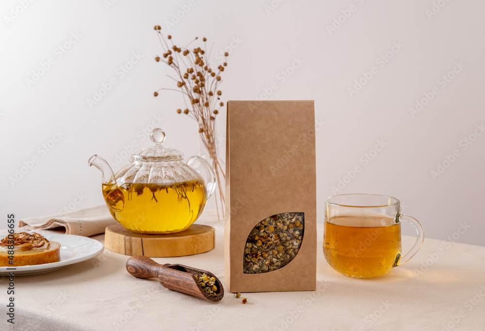 Organic tea branding and packaging mockup. Blank tea packaging mockup ...