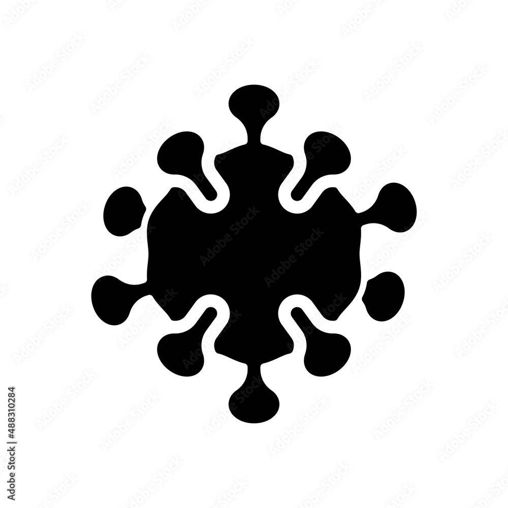 Simple icon of virus or bacteria, infection logo. Black icon on white ...