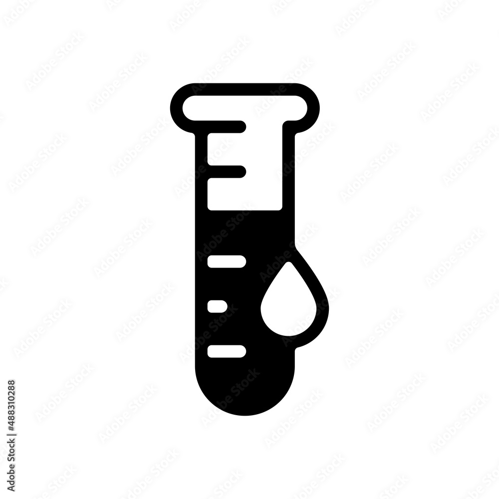 Test tube with blood, medical logo, simple icon. Black icon on white ...