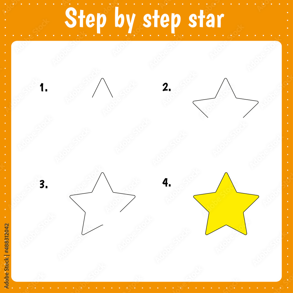 Drawing lesson for children. How draw a star. Stock Vector | Adobe Stock