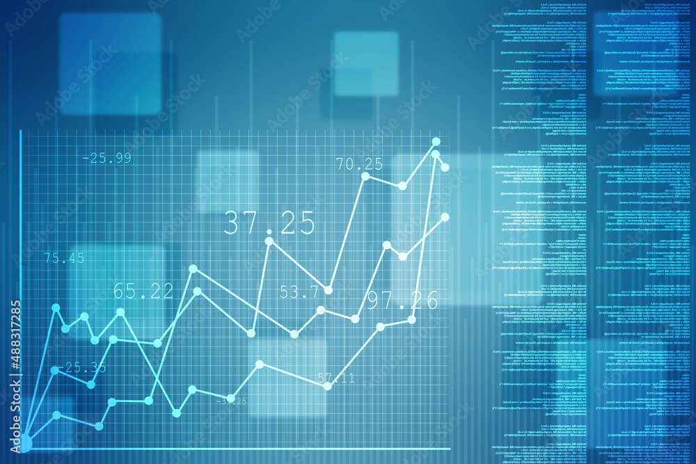 Business Growth graph on technology background, Futuristic raise arrow ...