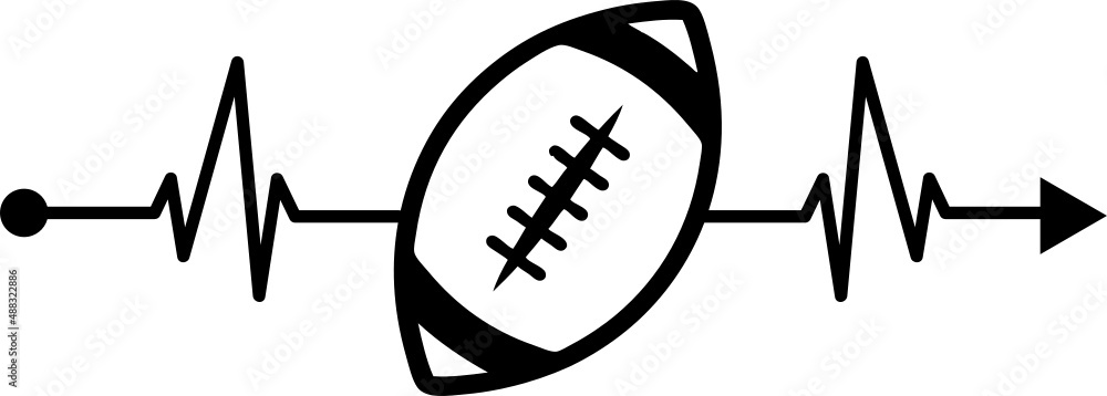 football / rugby heart beat heartbeat svg vector cut file for cricut ...