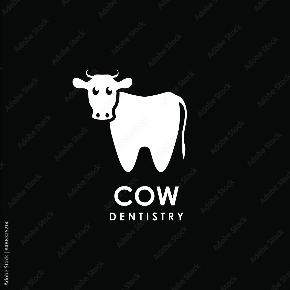 cow dentistry with cow head and tooth, Design element for logo, poster ...