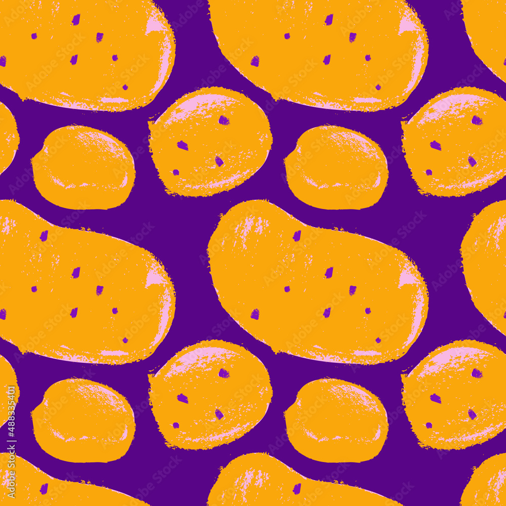 Vector potatoes pattern seamless. Hand drawn potato drawings, root ...