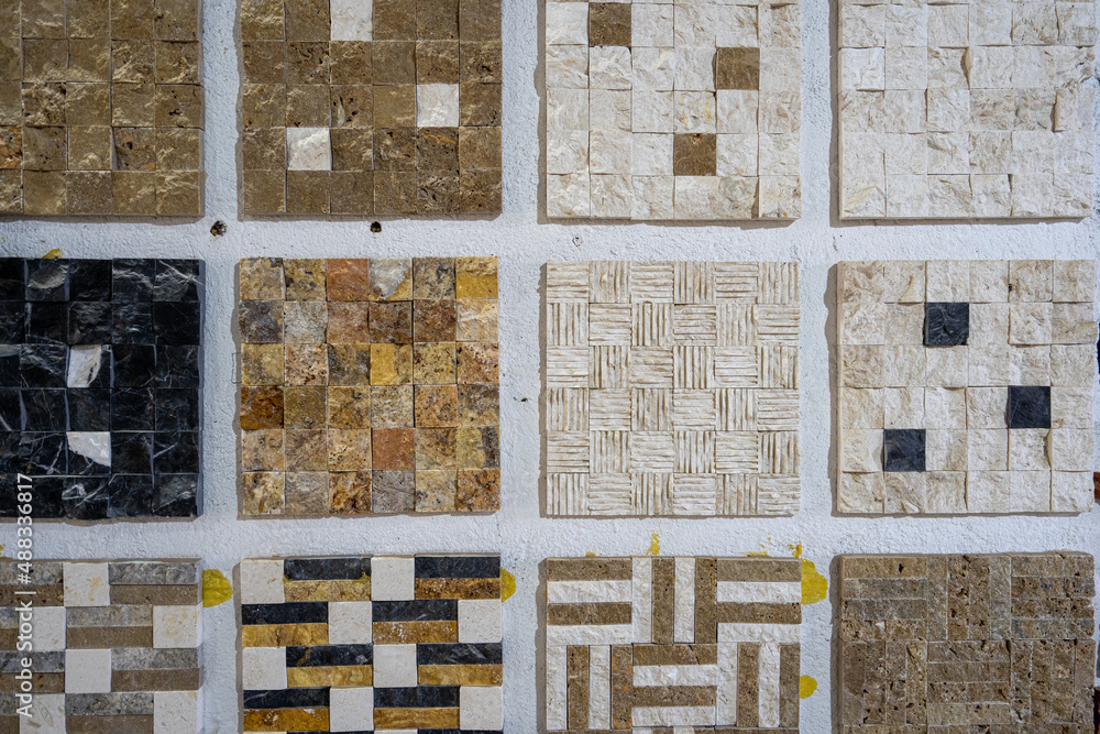 Various colored decorative stone cladding plates natural stones on the ...